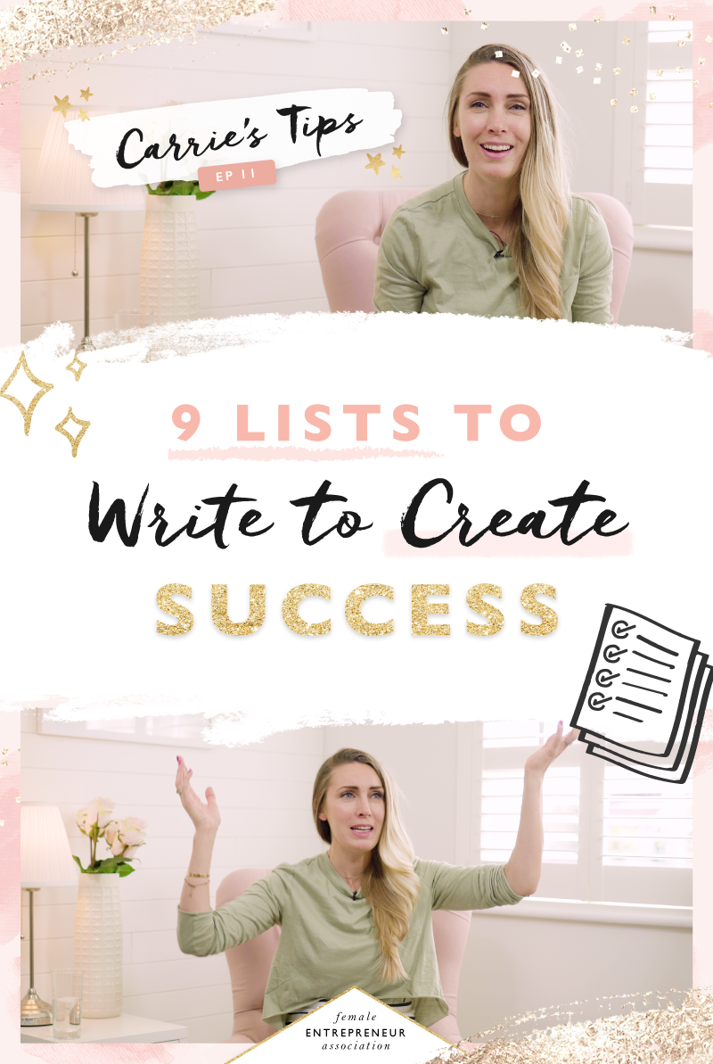 Nine Lists To Write To Create Success - Female Entrepreneur Association